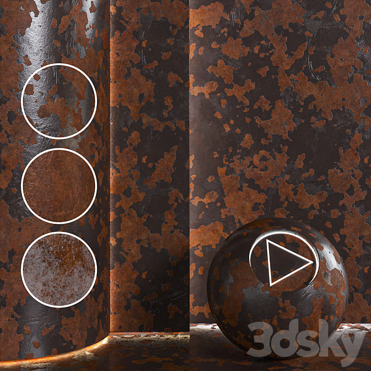 Rusty Metal 3 Material Options | Seamless | PBR - Metal - 3D model