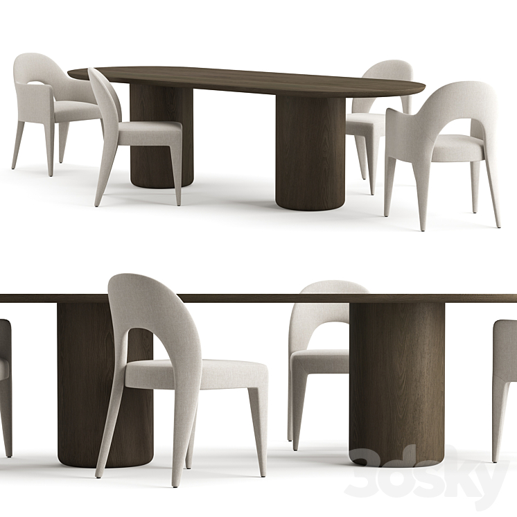 RH Ciro Dining Table - Table + Chair - 3D model