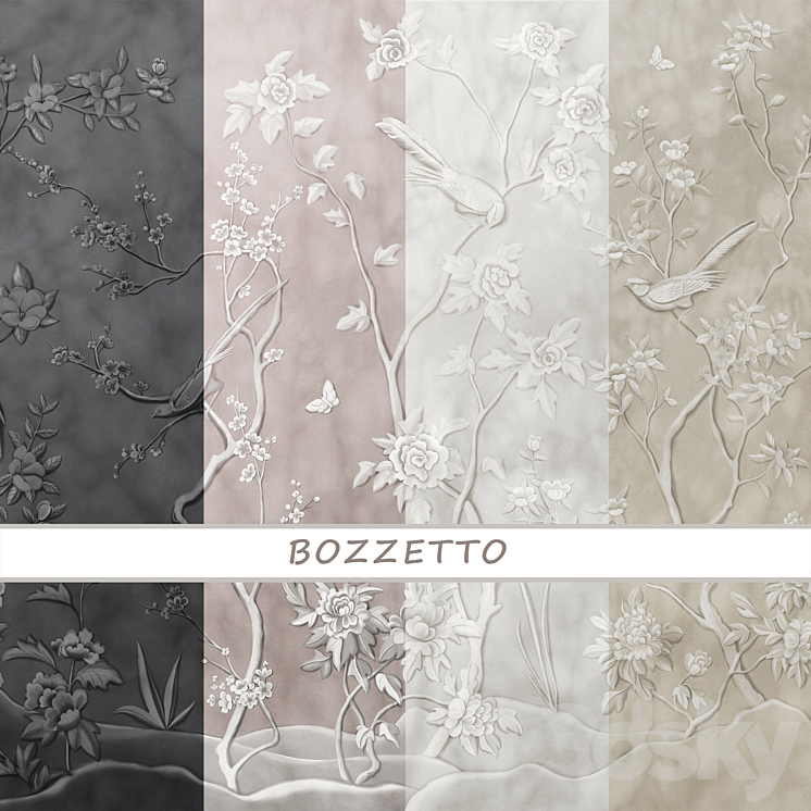 Designer wallpaper BOZZETTO pack 1 - Wall covering - 3D model