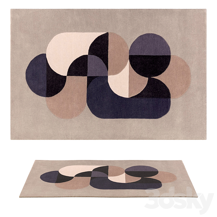 Modern Retro Geometric Rug - Carpets - 3D model