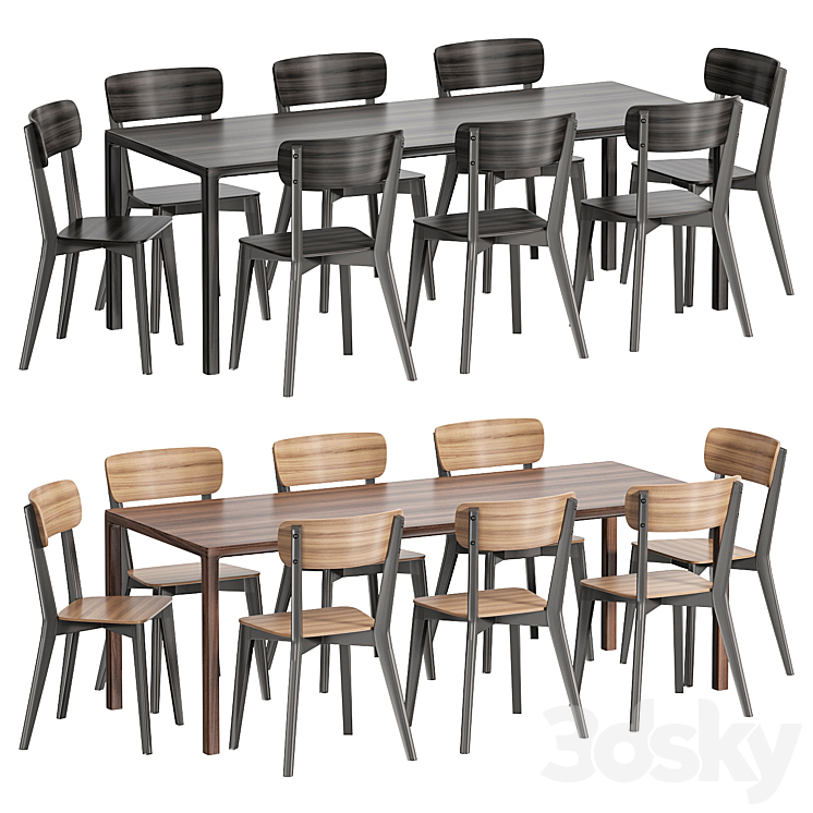 Lisabo chair dining set - Table + Chair - 3D model