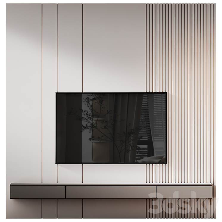 TV Wall for living room TV WALL 04 - TV Wall - 3D model