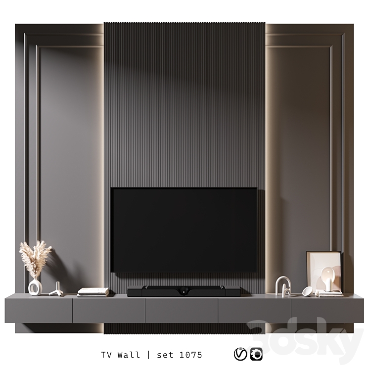 TV Wall | set 1075 - TV Wall - 3D model