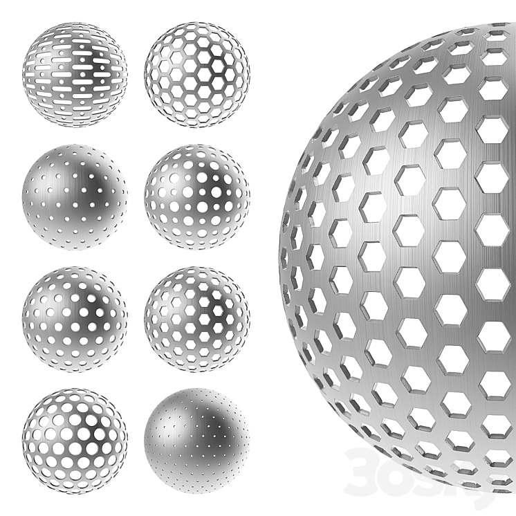 Metal Perforated Set 001 - Metal - 3D model