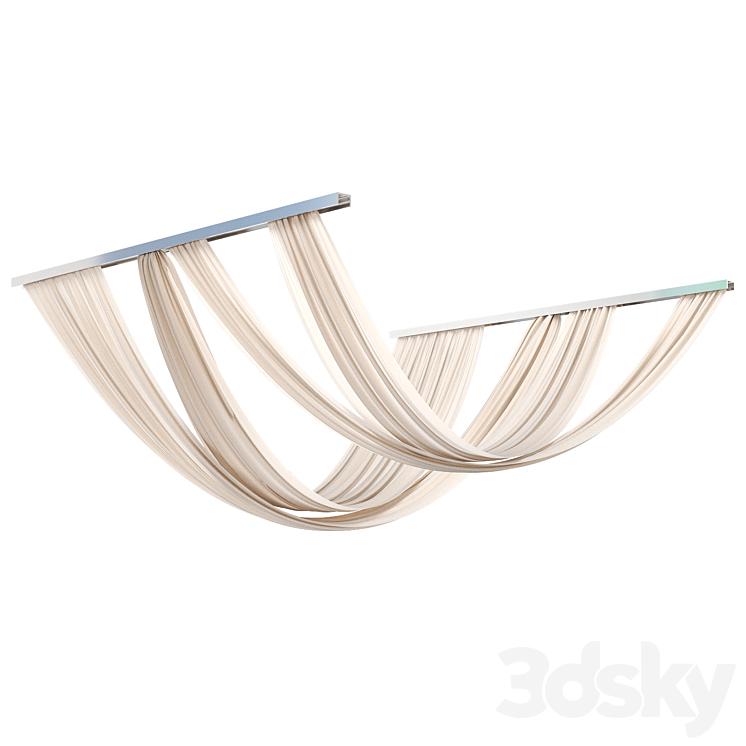 Ceiling Drape Curtain Panels vol 04 - Curtain - 3D model
