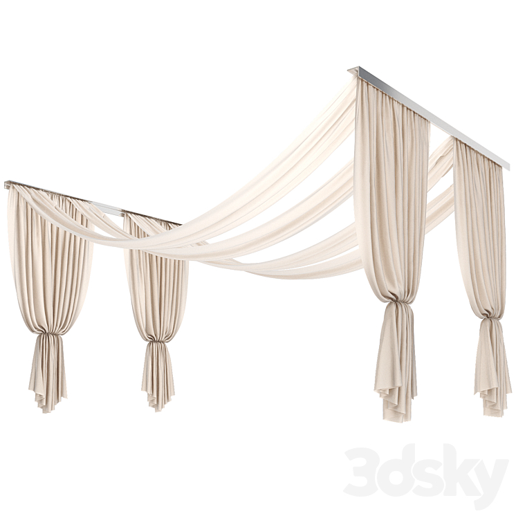 Ceiling Drape Curtain Panels vol 05 - Curtain - 3D model