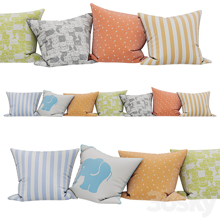 Set of 4 pillows - Pillows - 3D model