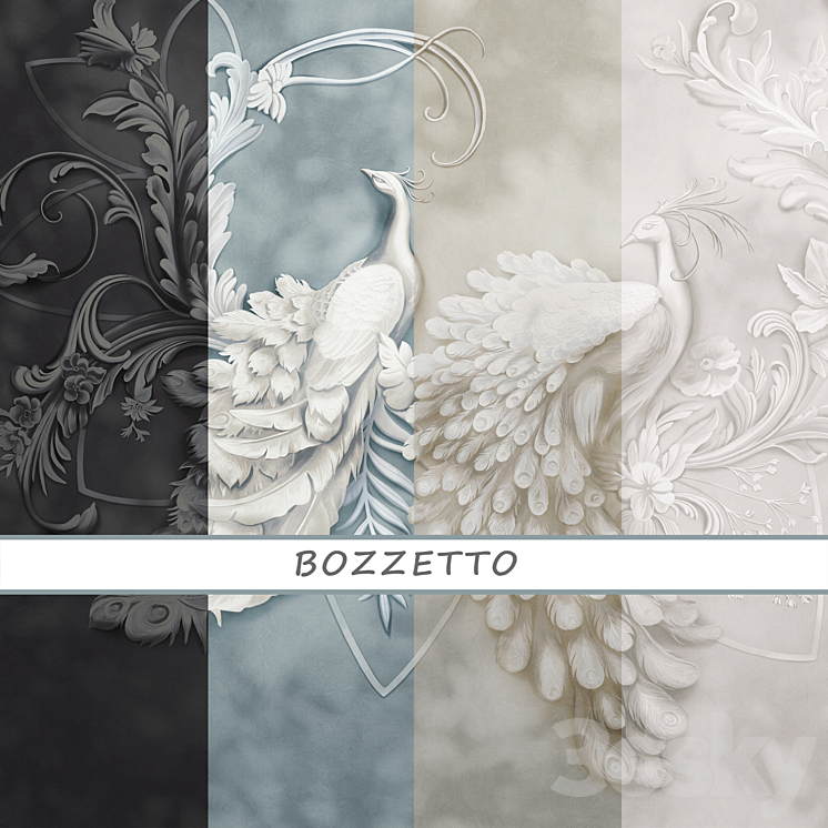 Designer wallpaper BOZZETTO pack 3 - Wall covering - 3D model