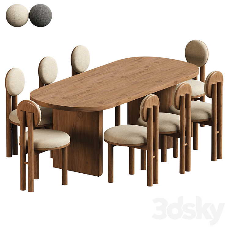 Helios Chair and Nealy Table - Table + Chair - 3D model