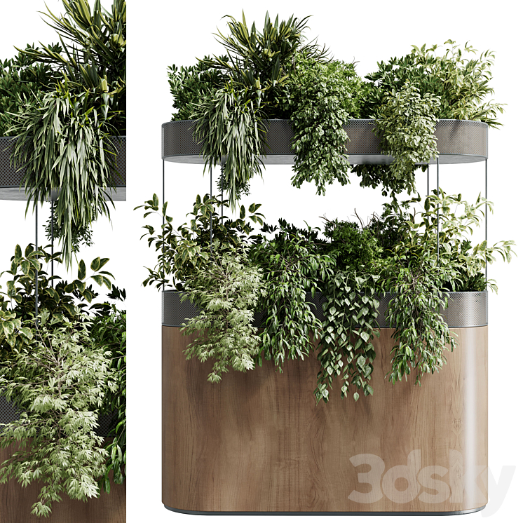 Office plant - wooden box plants on stand - set indoor plant 617 ...