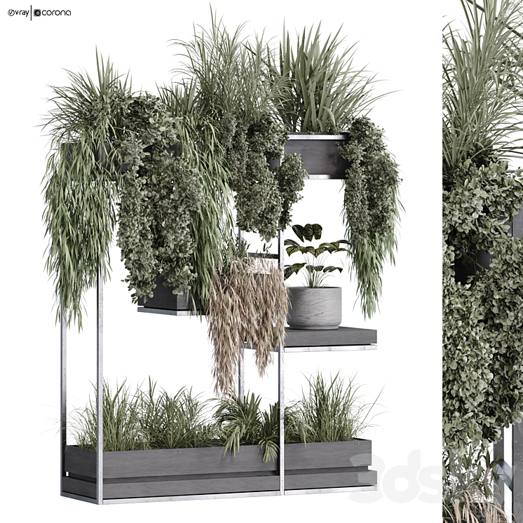 standing partition and vertical plant in box set 439 - Indoor - 3D model