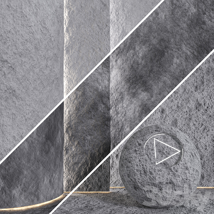 Stone Material 3 Options | 8k | Seamless | PBR - Stone - 3D model