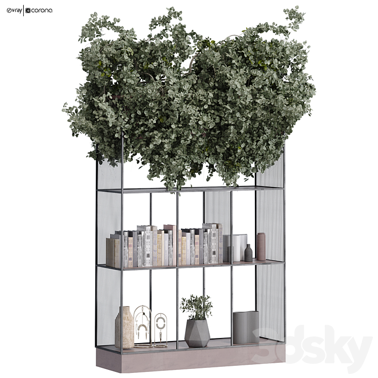 standing partition and vertical plant in box set 443 - Rack - 3D model