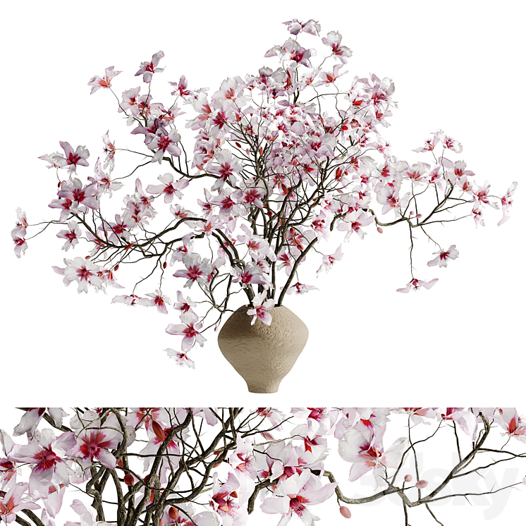 Insert Clay Pot Red Bouquet - Bouquet - 3D model