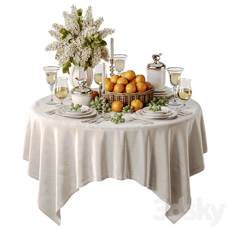 Elegant Dining Table - Tableware - 3D model