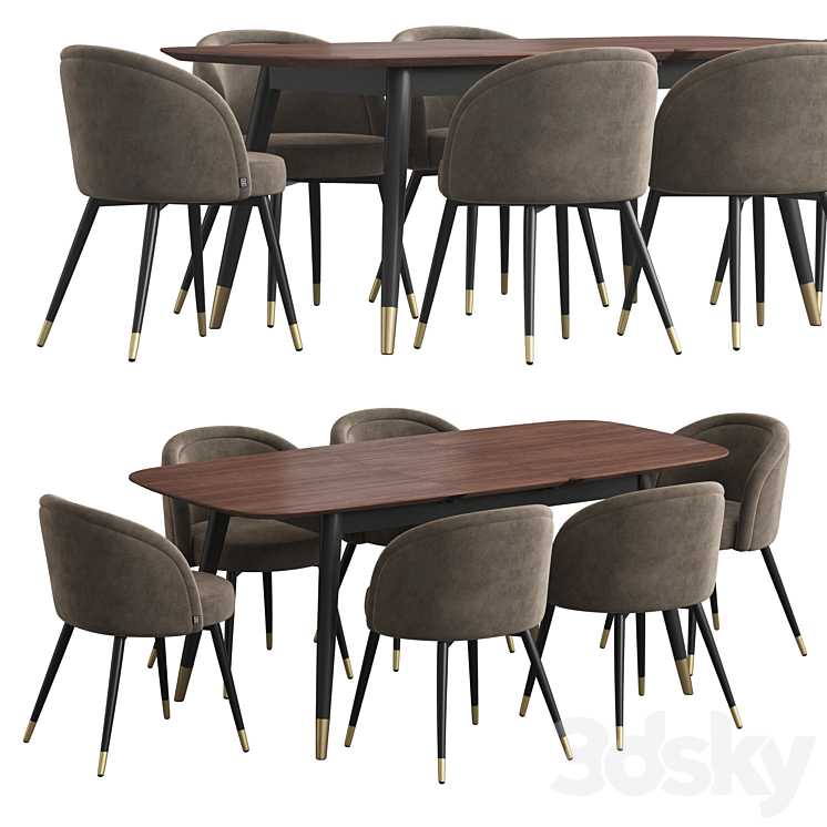Clover Chloe dining set - Table + Chair - 3D model