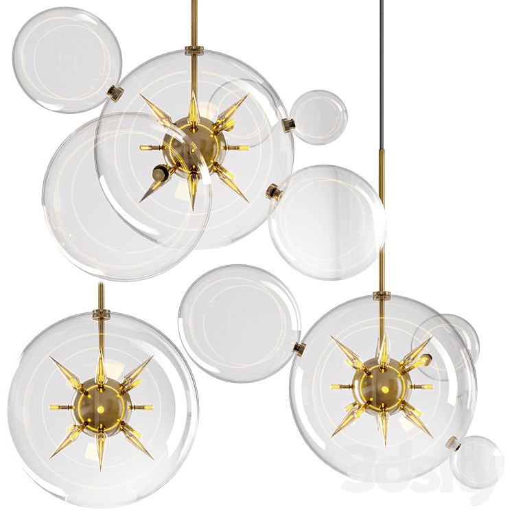 Spikes Glass Bubble Chandelier Light - Pendant light - 3D model