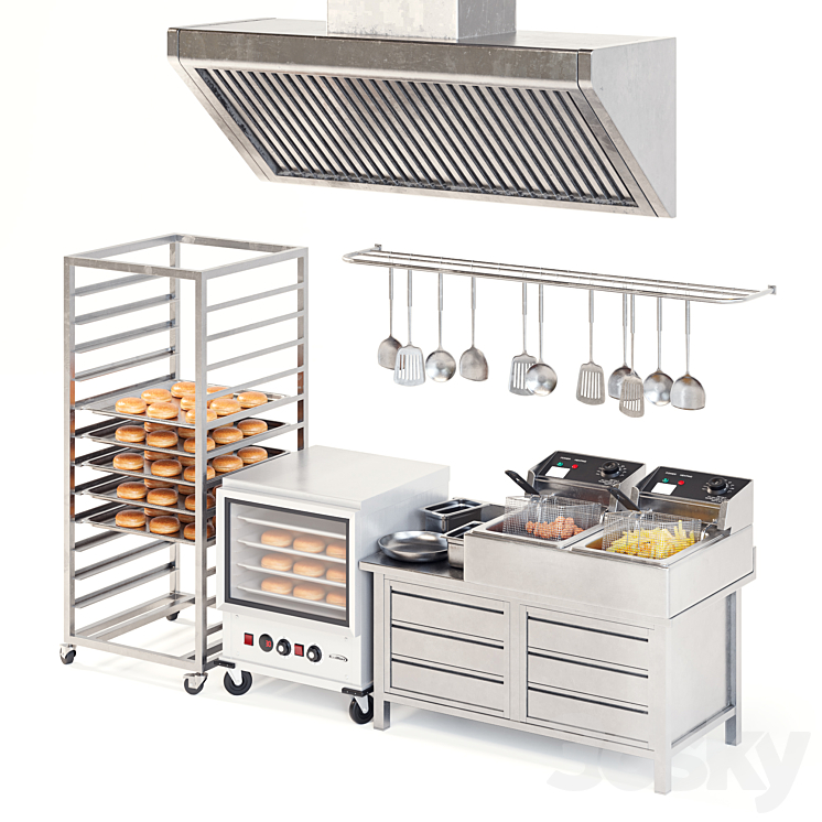 Commercial Kitchen Set 01 - Kitchen appliance - 3D model