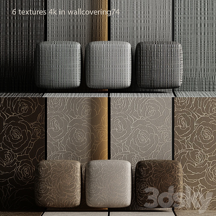 6 textures 4k in wallcovering 74 - Wall covering - 3D model