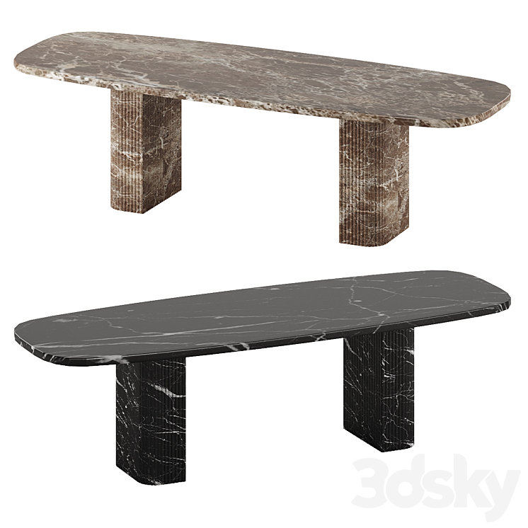Byron Reeded Stone Dining Table by rh.com - Table - 3D model