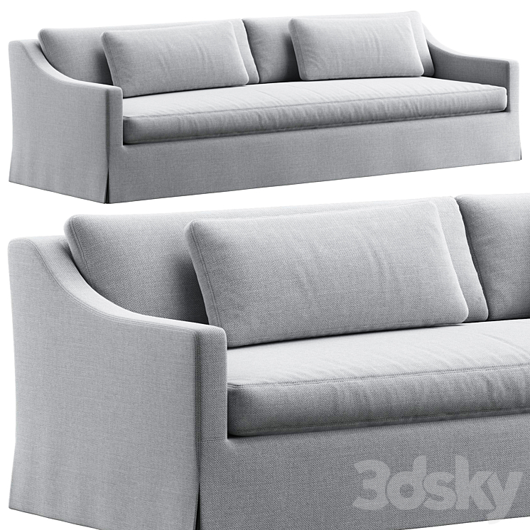 RH Belgian classic slope arm slipcovered bench-seat sofa - Sofa - 3D model