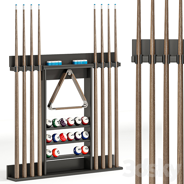 Xcsource Pool Stick Holder Pool Cue Rack Wall - Billiards - 3D model