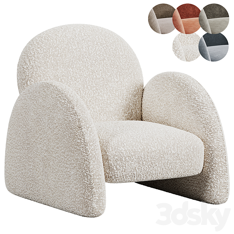 Modern Single White Teddy Chair - Arm chair - 3D model