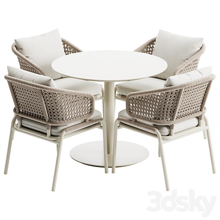 Palmer Outdoor Dining Set - Table + Chair - 3D model