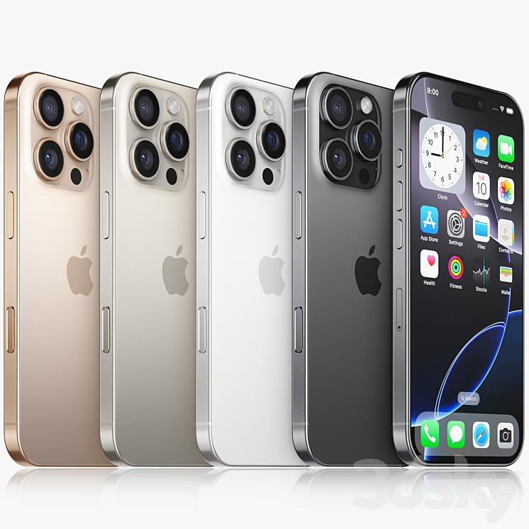 Apple iPhone 16 Pro All colors - Phones - 3D model