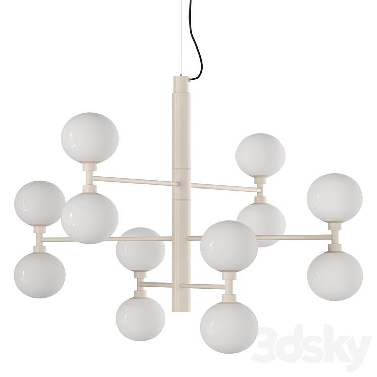 Large Grover pendant light with opal glass balls - Pendant light - 3D model