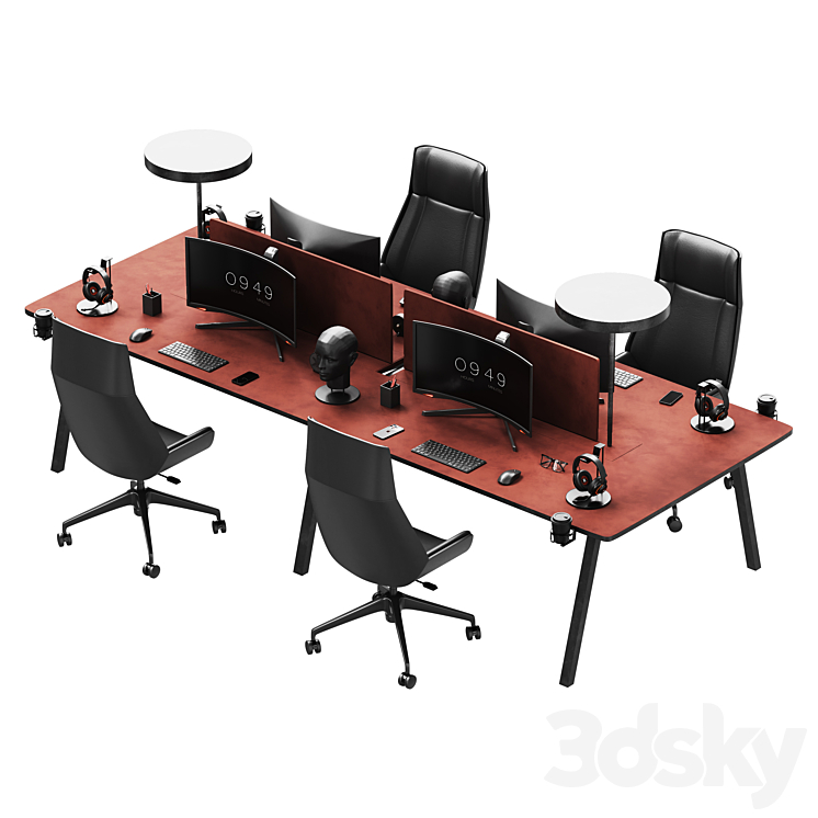 office set 002 - Office furniture - 3D model