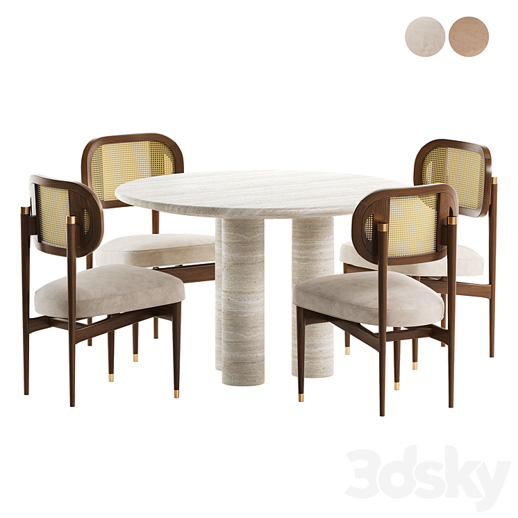 Dining set 012 - Table + Chair - 3D model