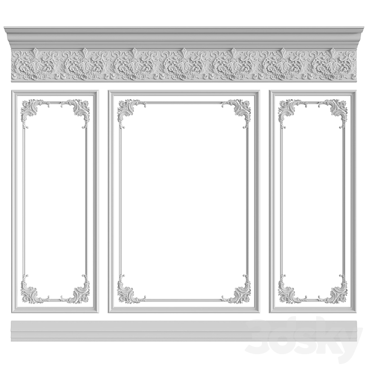Wall composition #161 - Decorative plaster - 3D model