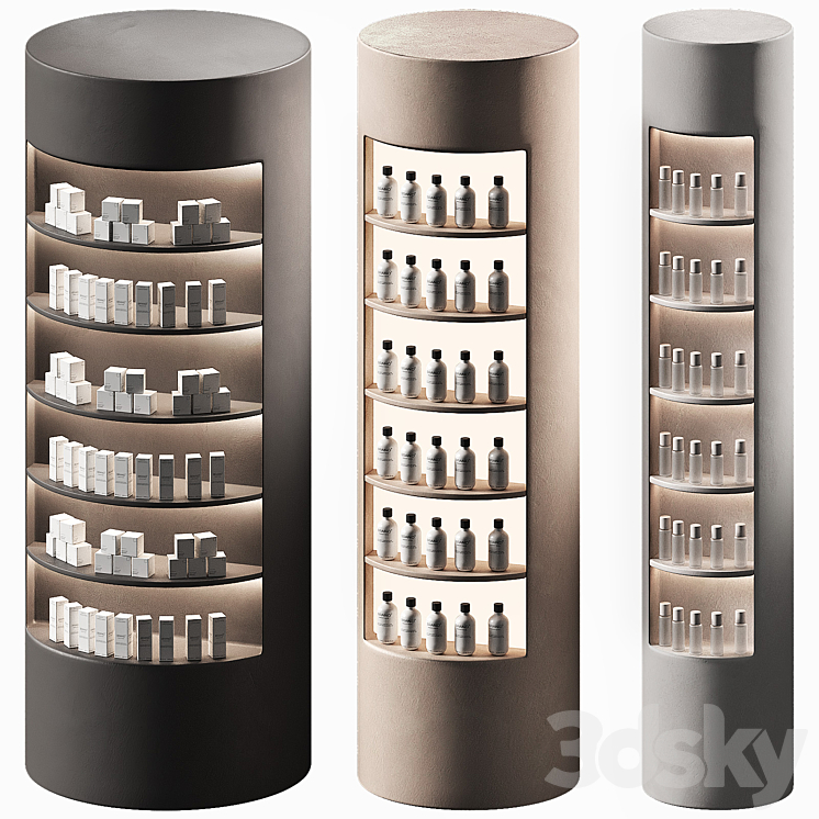Columns with shelves for commercial products 3. Built-in shelves with ...