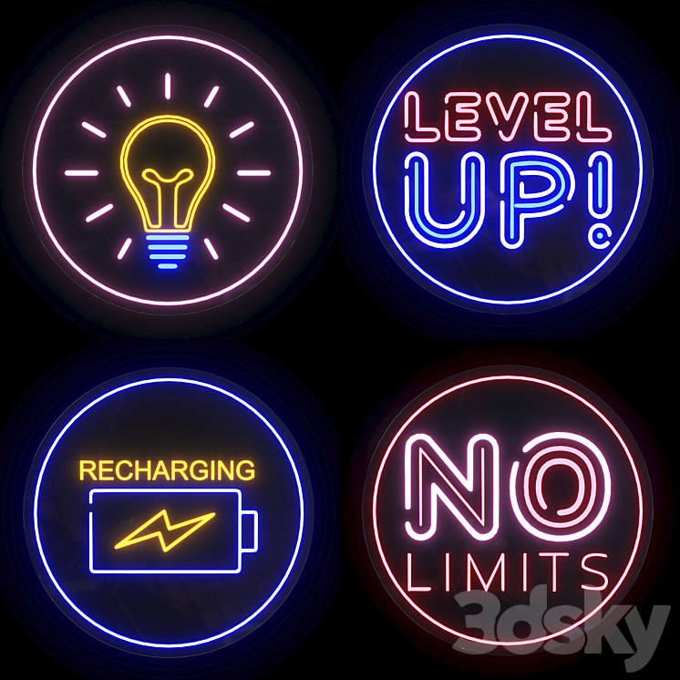 Neon signs set 1 - Neon - 3D model