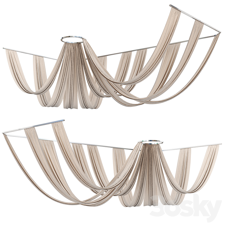 Ceiling Drape Curtain Panels vol 08 - Other decorative objects - 3D model