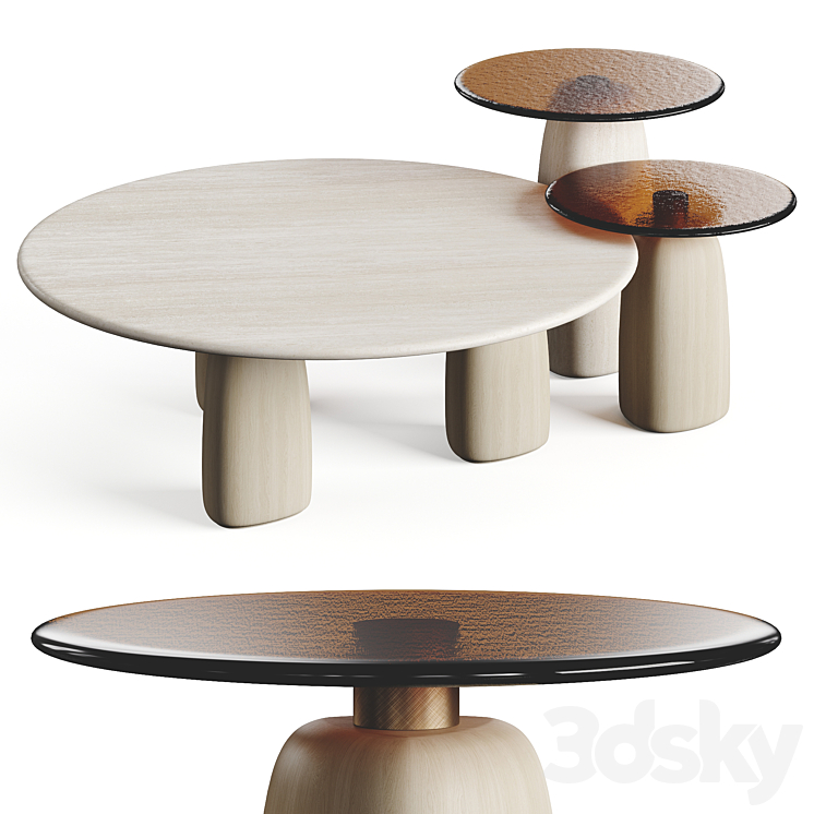 Poliform STRATA Travertino Coffee Table - Table - 3D model
