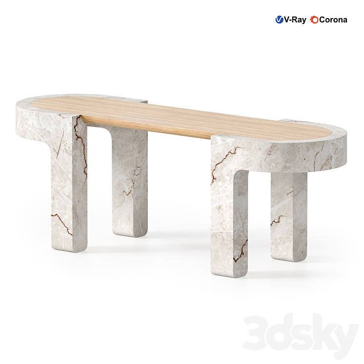 WOOD AND STONE TABLE - Table - 3D model