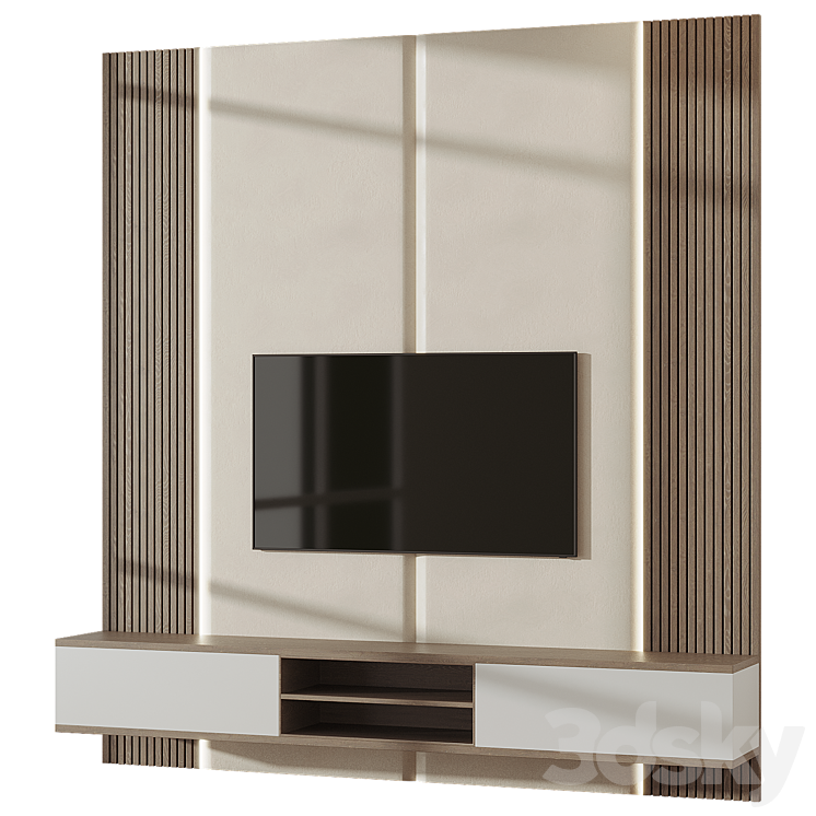 TV Wall Panel 002 - TV Wall - 3D model