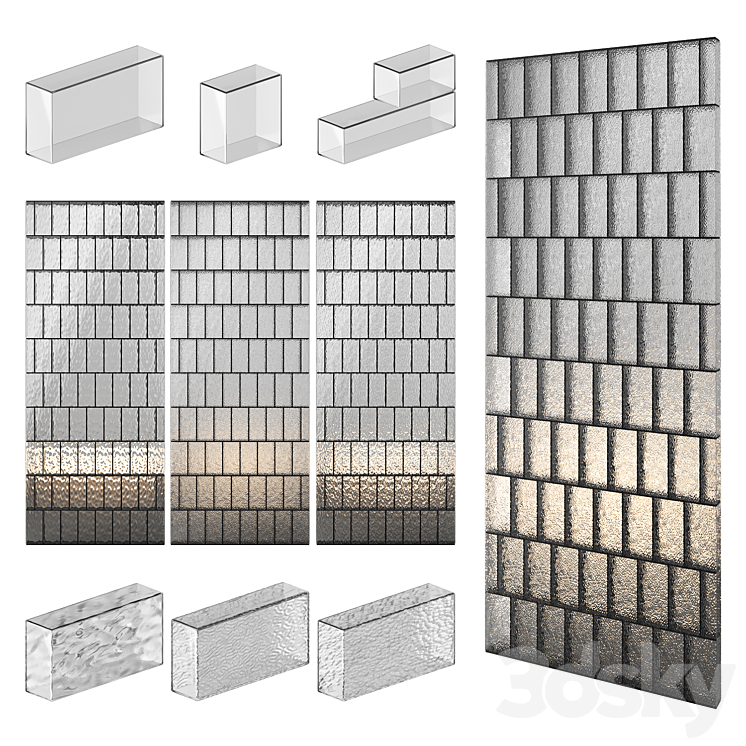 Glass Brick Wall 06 - Other decorative objects - 3D model