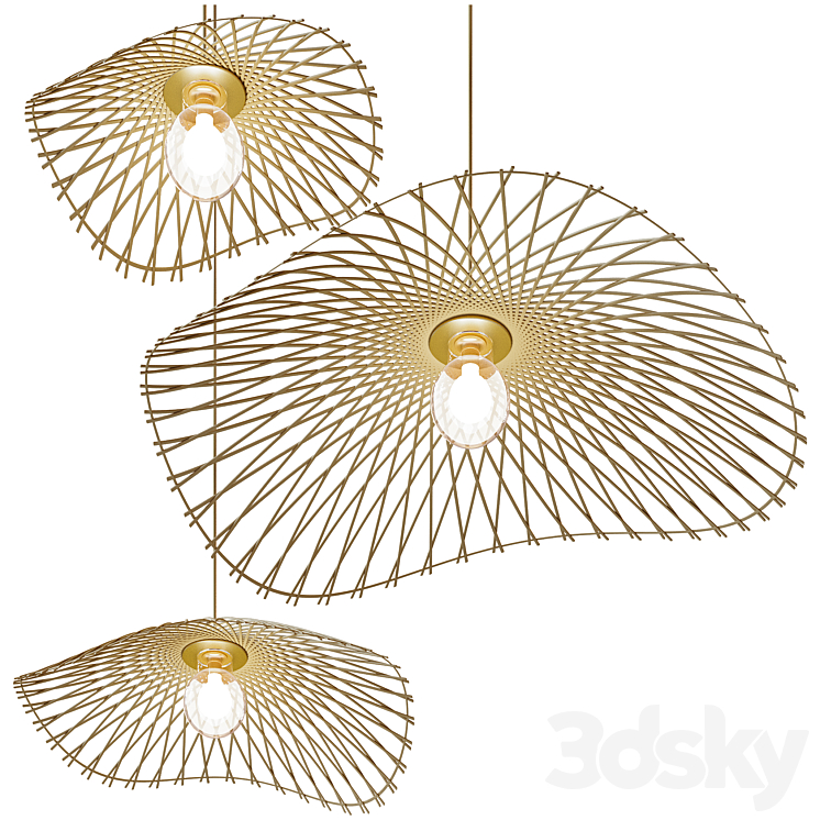 Lamp with bamboo structure Model A - Pendant light - 3D model