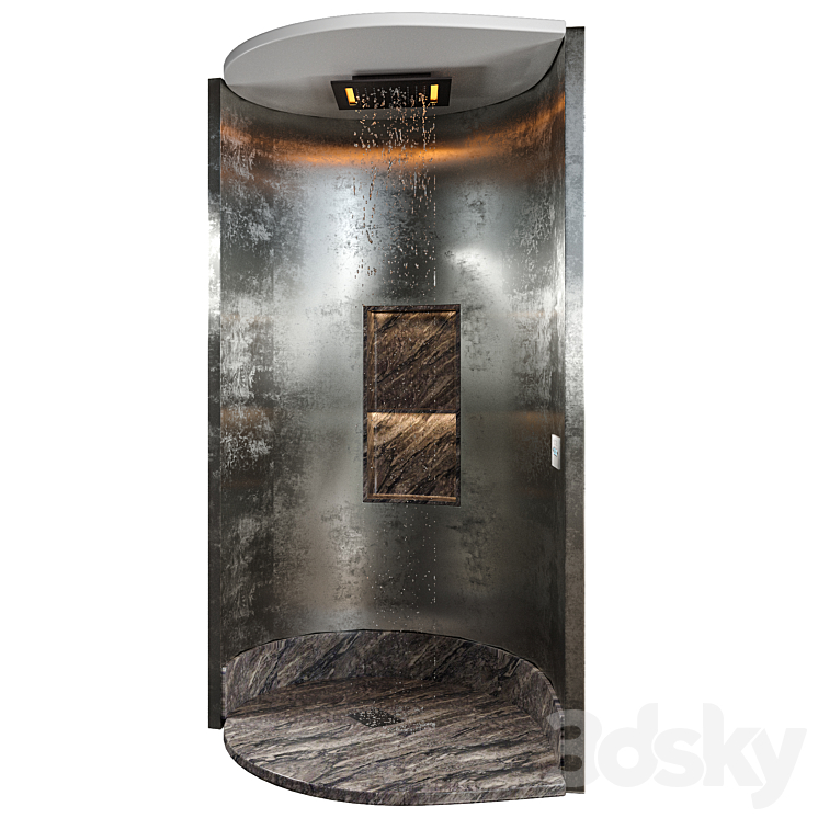 Metal Shower cabin with Shiro Skyrain ceiling Shower - Shower - 3D model