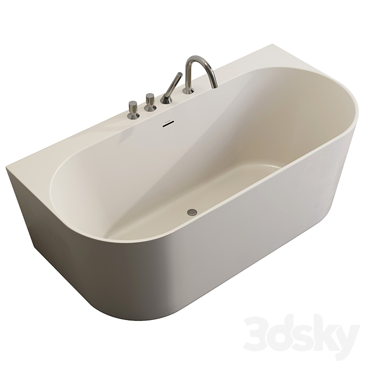 Pandora Back To Wall Freestanding Stone Bath 1650mm - Bathtub - 3D model