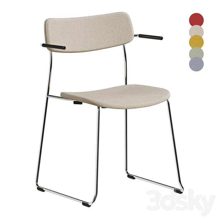 Ella Chair with Sled Base Short Armrest Upholstered - Chair - 3D model