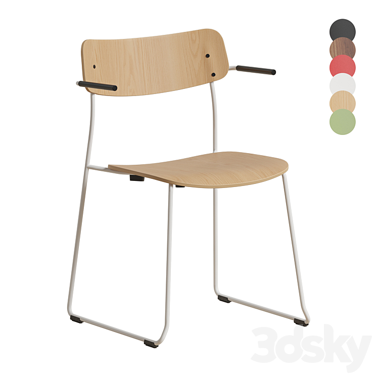 Ella Chair with Sled Base Laminate Short Armrest - Chair - 3D model