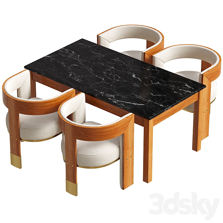 Dining set 04 - Table + Chair - 3D model