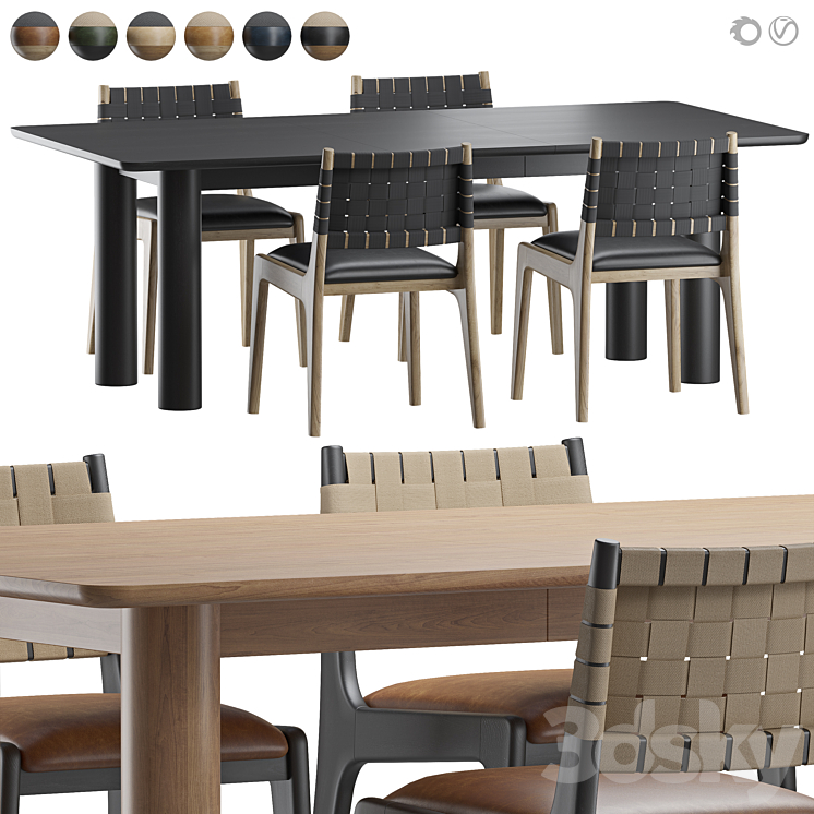 Branton-extendable dining table and Dunham chairs - Table + Chair - 3D ...