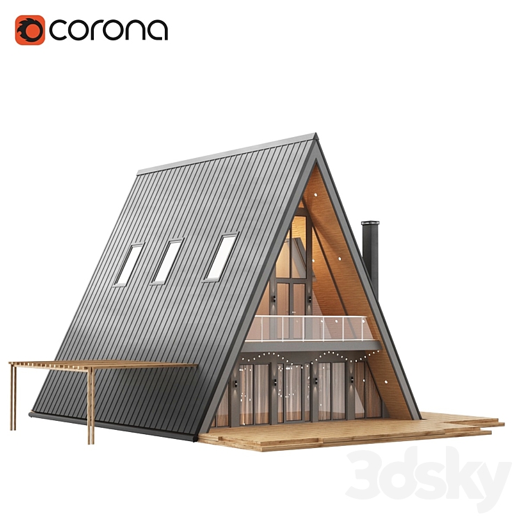 A frame house 060 - Building - 3D model