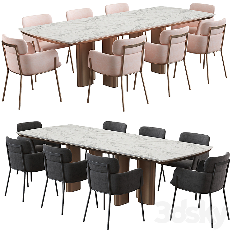 Azalea Dining Chair Set 1 - Table + Chair - 3D model