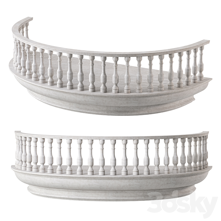 Classic Marble Arched Balcony with Petite Balusters and Curved Elegance ...